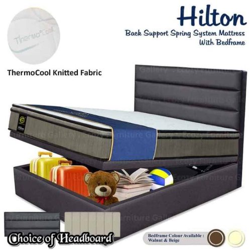 HILTON Back Support Mattress with Storage Bedframe Bundle Package ...