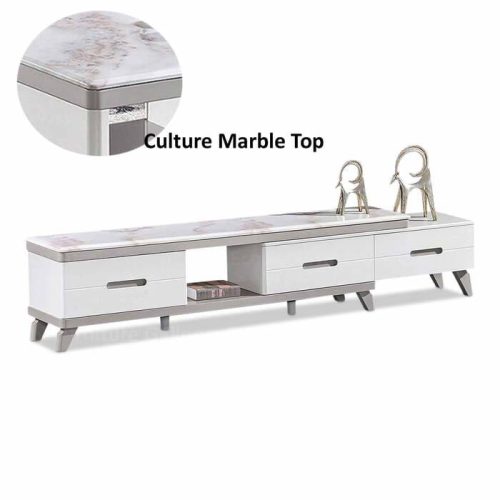 Connie II Cultured Marble Extendable TV Console - Ecozy Furniture Gallery