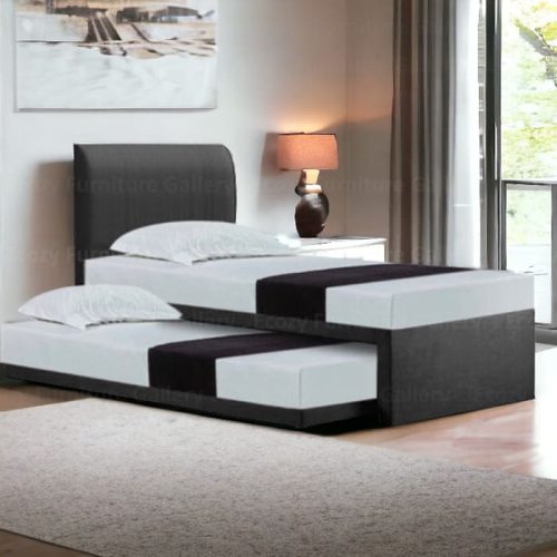 Luxe 3 in 1 Faux Leather Pull Out Bed Frame (Dark Grey) - Ecozy ...