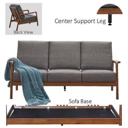 Leston 3-Seater Wooden Sofa - Ecozy Furniture Gallery